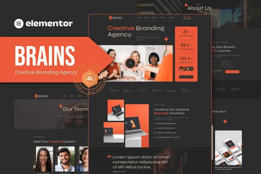 Brains – Creative Branding Agency Elementor Template Kit - No 1 Download Plugin Wordpress dan ...