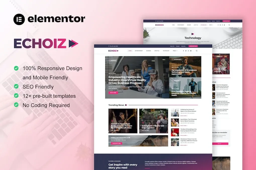 Echoiz – News & Magazine Elementor Pro Template Kit - indonesiaWP.com • No 1 Download Plugin dan ...