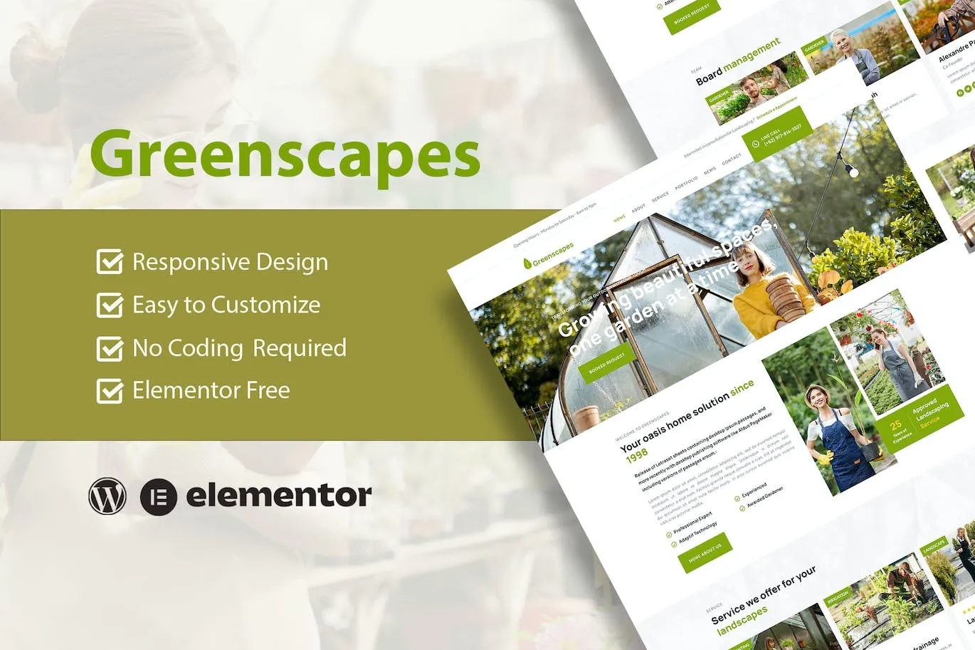 GreenScapes – Garden & Landscape Service Elementor Template Kit ...