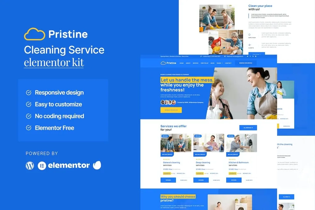 Pristine – Cleaning Service Elementor Template Kit - No 1 Download Plugin Wordpress dan Theme ...