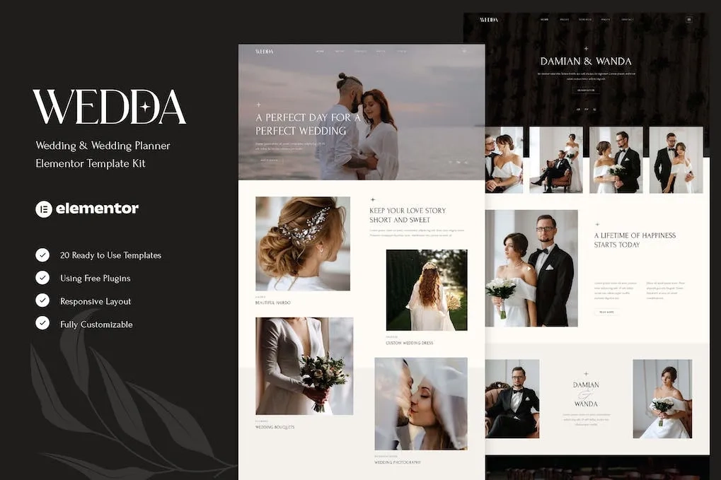 Wedda – Wedding & Wedding Planner Elementor Template Kit - indonesiaWP.com • No 1 Download ...