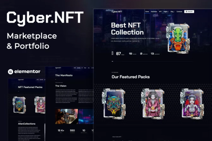 Cyber.NFT Marketplace & Portfolio Elementor Template Kit - No 1 ...